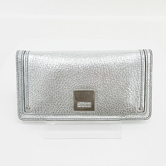 Celine | Bags | Celine Bi Fold Long Wallet Silver Leather | Poshmark